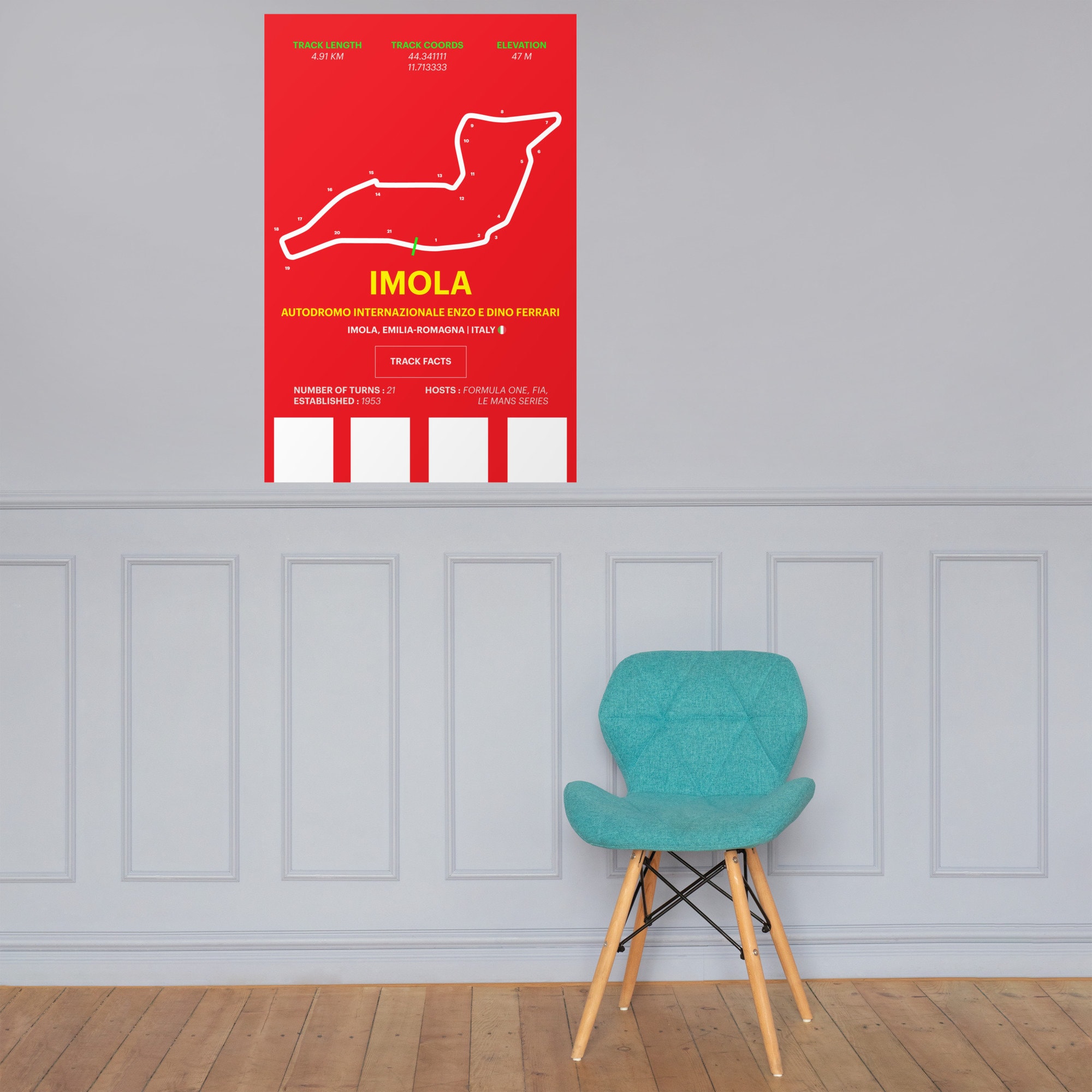 Imola Track Poster- Formula 1 Poster- Formula 1 Print- F1 Track Print ...