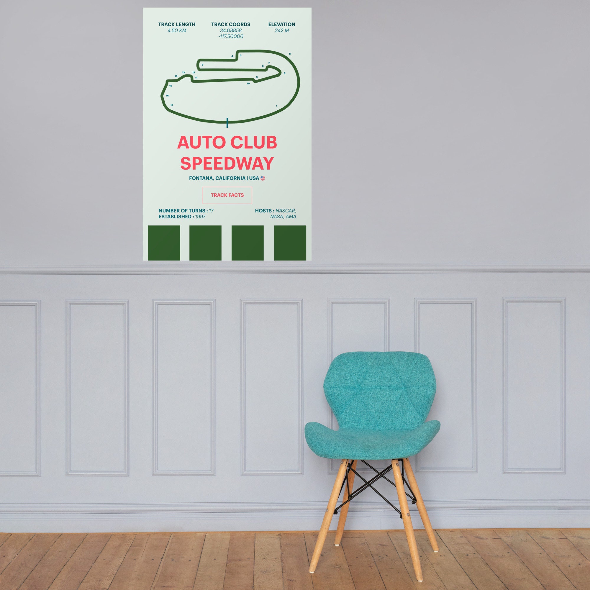 Auto Club Speedway Track Poster- Formula 1 Poster- Formula 1 Print- F1 ...