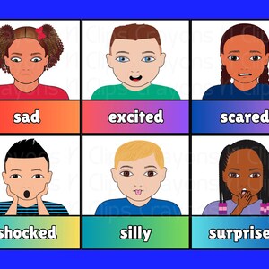 Feelings Flashcards, Multicultural Children Emotions Cards, Big ...