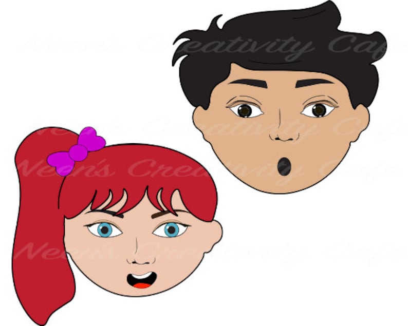 Emotions Faces Clipart -kids Feelings Faces - Etsy