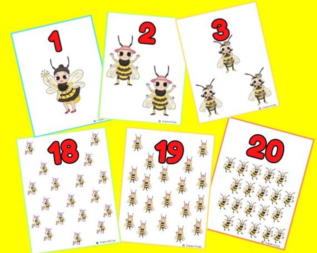 Honey Bee Counting Cards , Counting Cards 1-20 , Counting With Bees ...