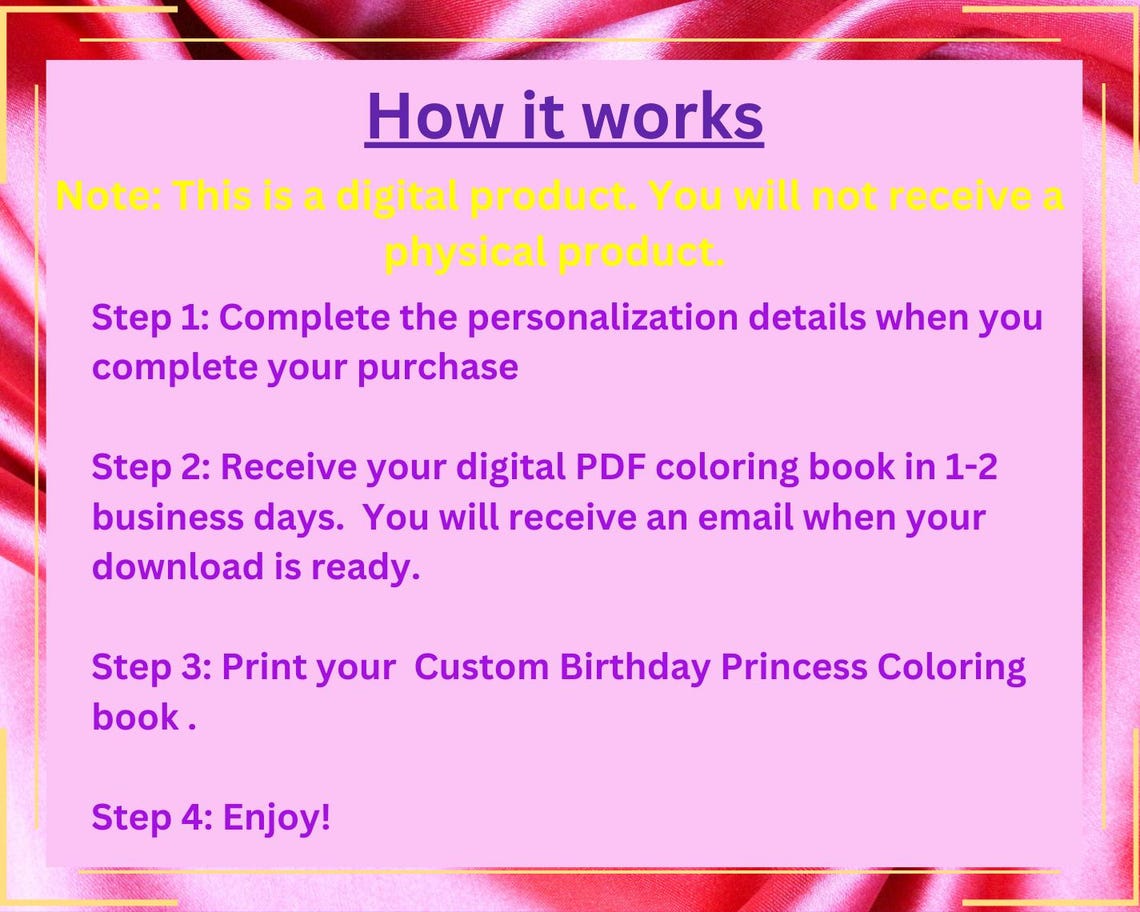 Customized Birthday Princess Coloring Book, Personalized Princess ...