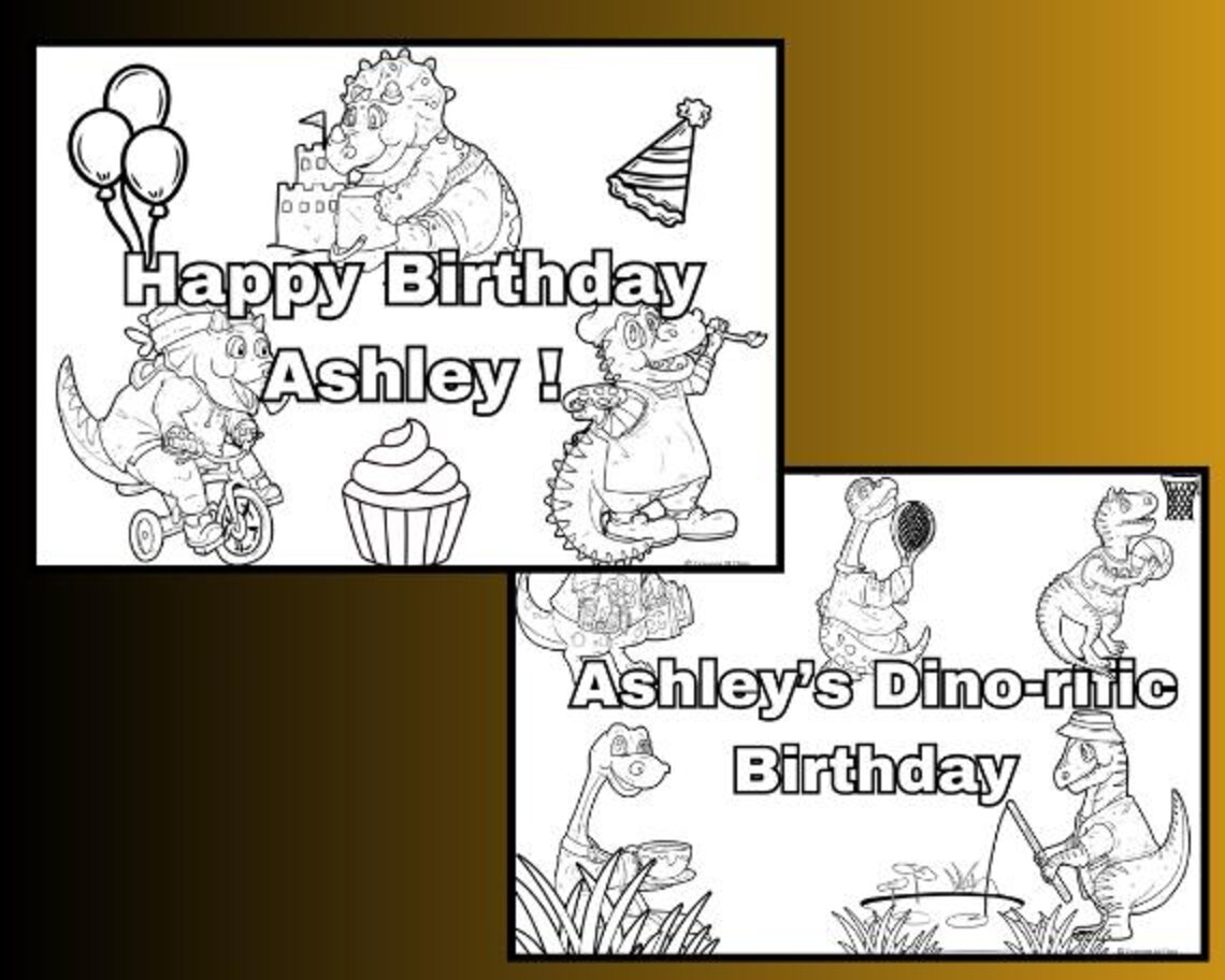 Dinosaur Birthdaythemed Name Coloring Sheet, Personalized Name Coloring ...