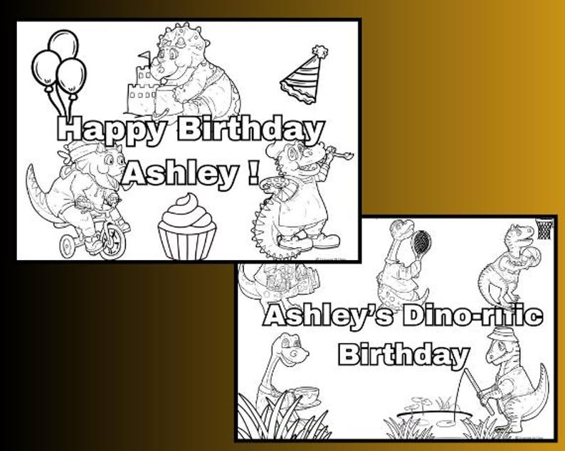 Dinosaur Birthdaythemed Name Coloring Sheet, Personalized Name Coloring ...