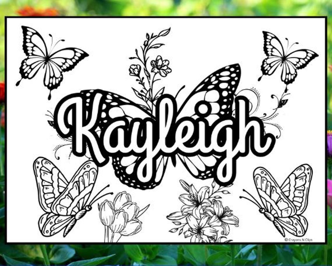 Custom Butterfly Themed Name Coloring Sheet, Personalized Name Coloring ...