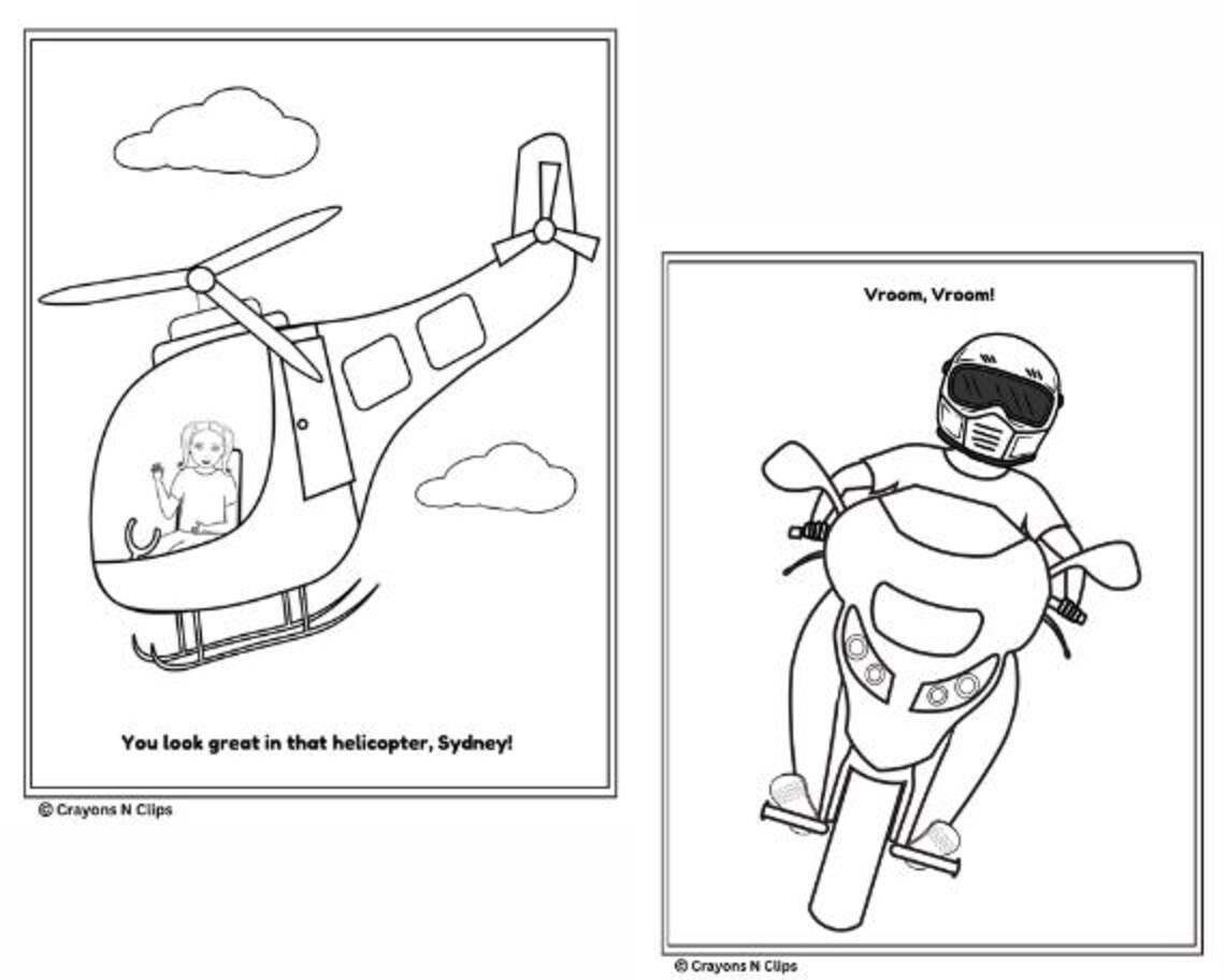Customized Kids on the Go Coloring Book, Personalized Transportation ...