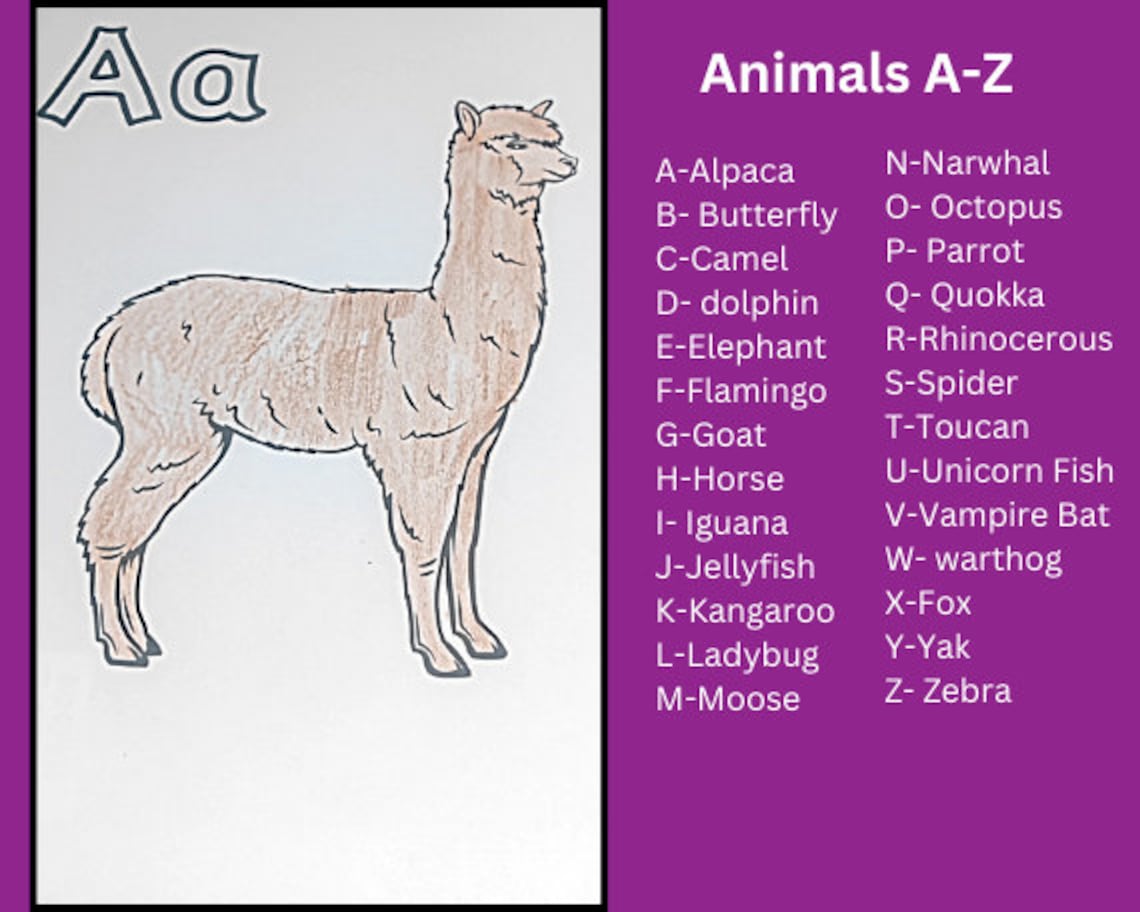 Alphabet Animals Coloring Pages, Kids Coloring Pages, Animal Coloring ...