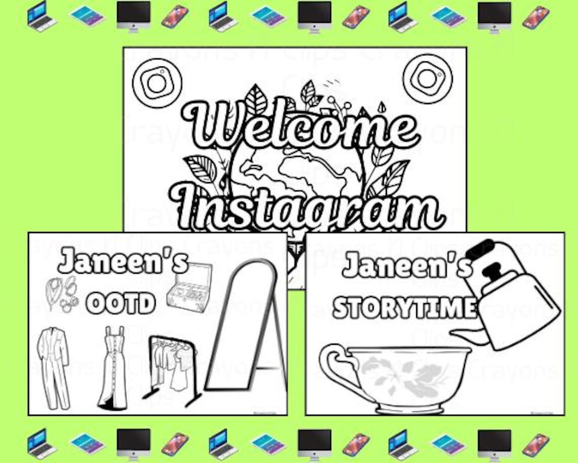 Social Media Signs, Tik Tok Content Coloring, Personalized Name ...