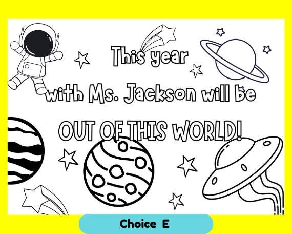 Custom Teacher's Name Coloring Page, Welcome to School Coloring Page ...