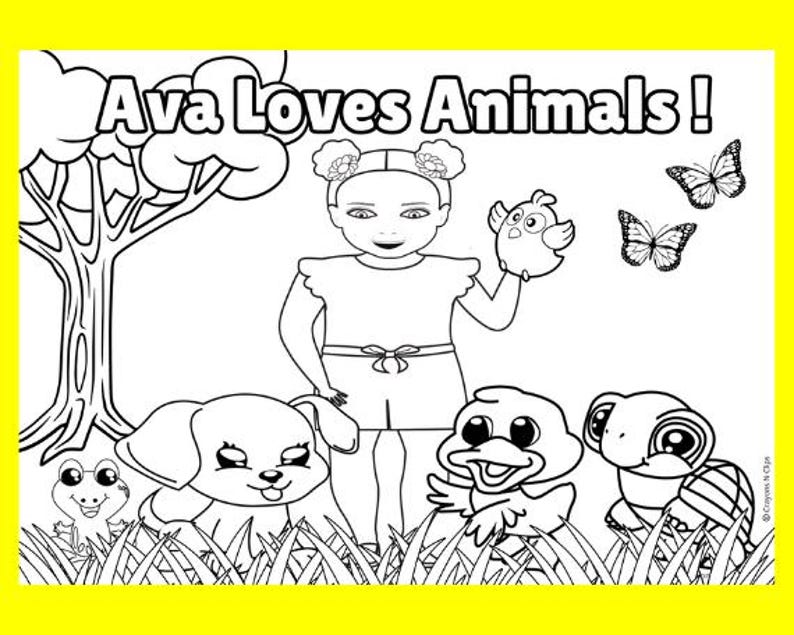 Ava Loves Animals Coloring Book, Animal Lover Coloring Pages, Coloring ...