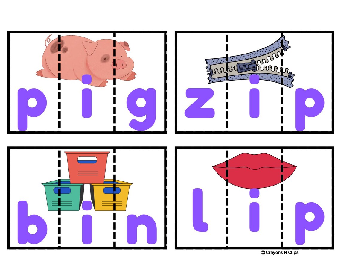 CVC Word & Picture Puzzles, CVC Word Flashcards, CVC Word Puzzle Game ...