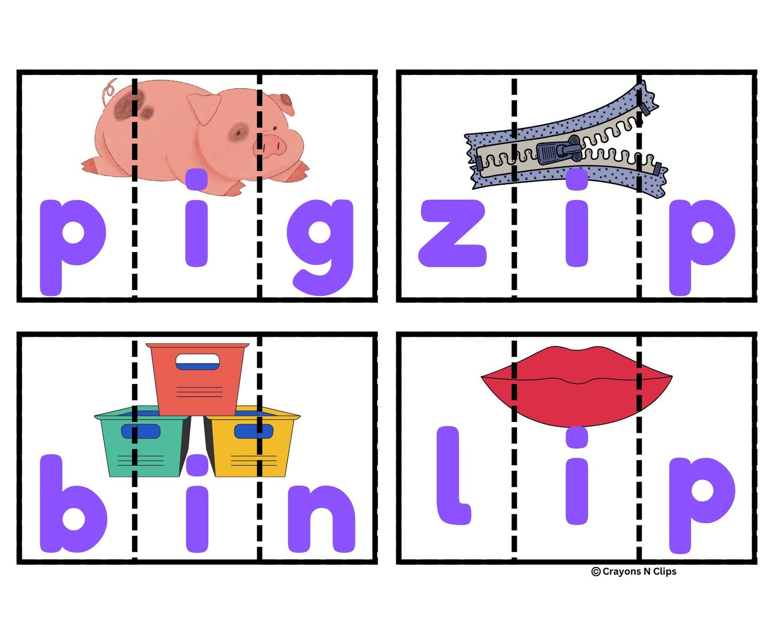 CVC Word & Picture Puzzles, CVC Word Flashcards, CVC Word Puzzle Game ...