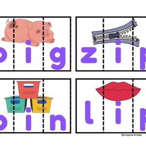 CVC Word & Picture Puzzles, CVC Word Flashcards, CVC Word Puzzle Game ...