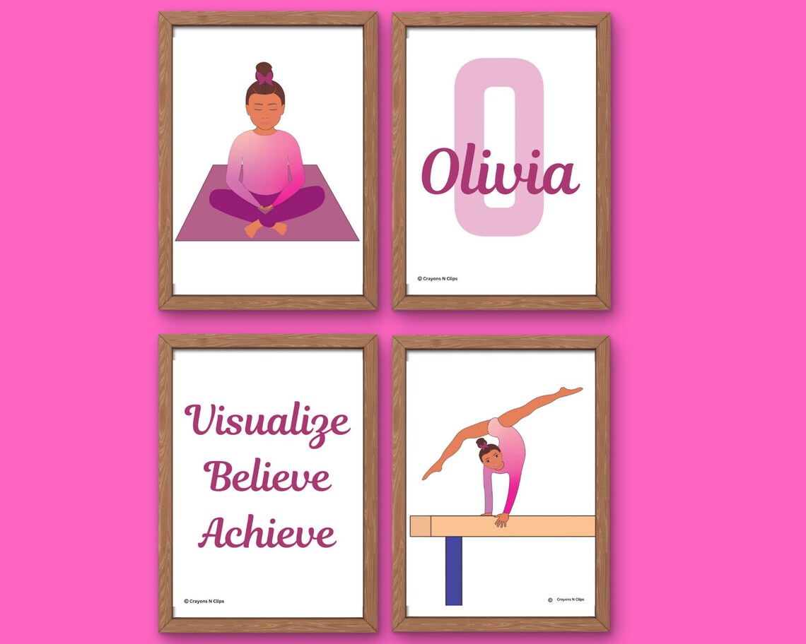 Meditating Gymnast Wall Art, Gymnastics Gifts, Little Girls Room Decor ...