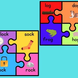 Rhyming Word Puzzles, Rhyming Flashcards, Rhyme Matching, Educational ...