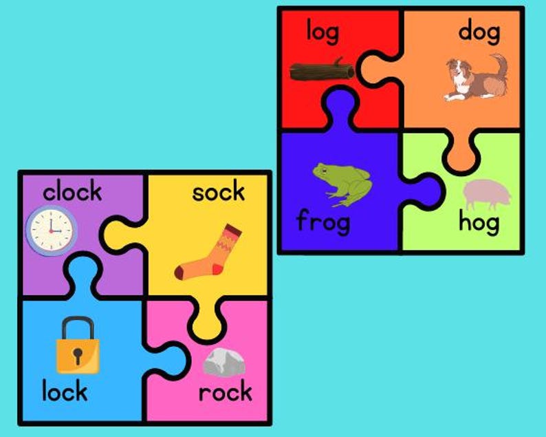 Rhyming Word Puzzles, Rhyming Flashcards, Rhyme Matching, Educational ...