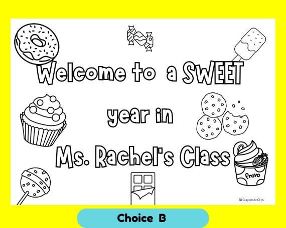 Custom Teacher's Name Coloring Page, Welcome to School Coloring Page ...