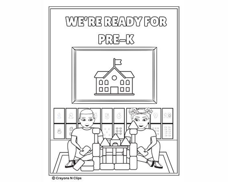 Ready for Pre-k Coloring Book, Printable Back to School Coloring ...