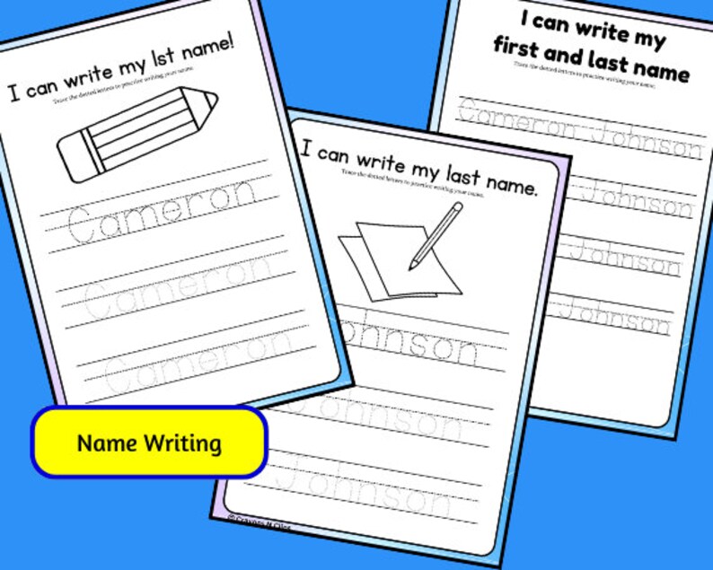 Personalized Name Writing Worksheet, Custom Name Tracer Page,first-last ...