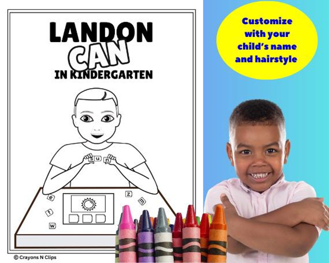 Customized Kindergarten Coloring Book, Printable Back to School ...