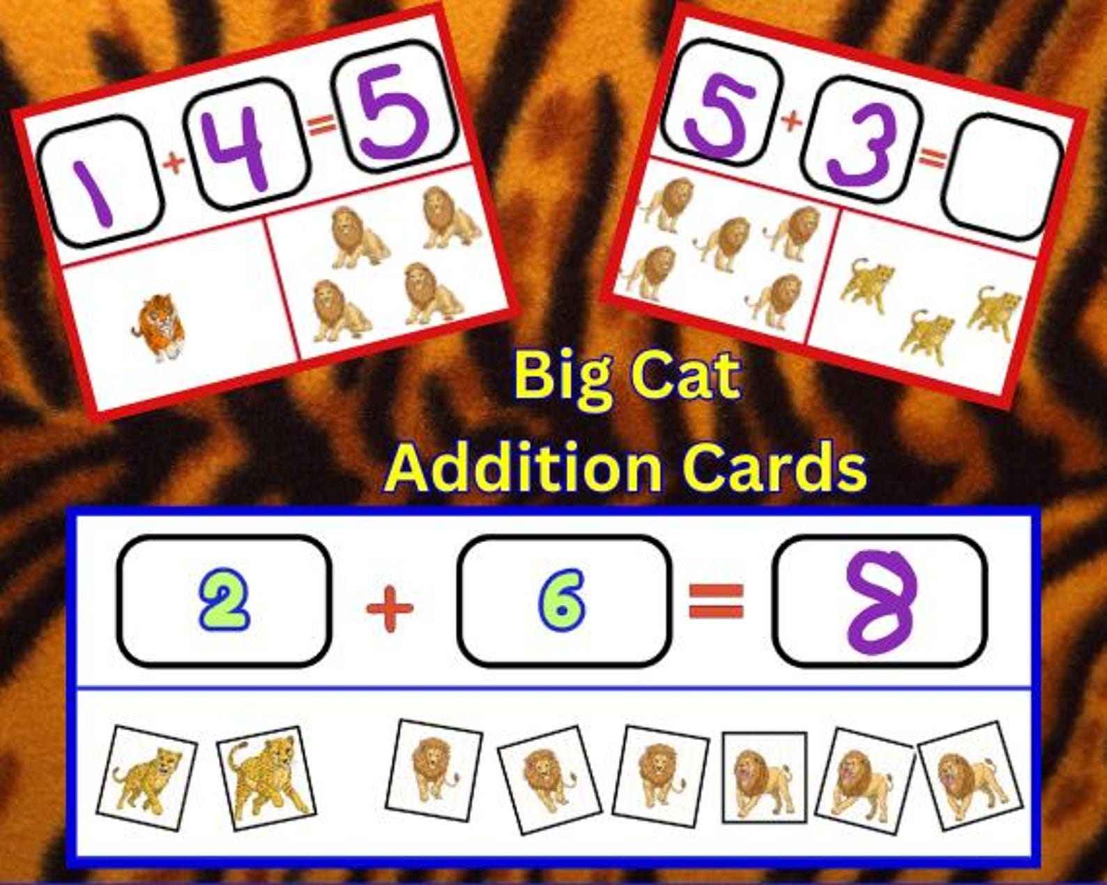 Big Cat Addition Cards , Adding to 10 Counting Cards , Counting With ...