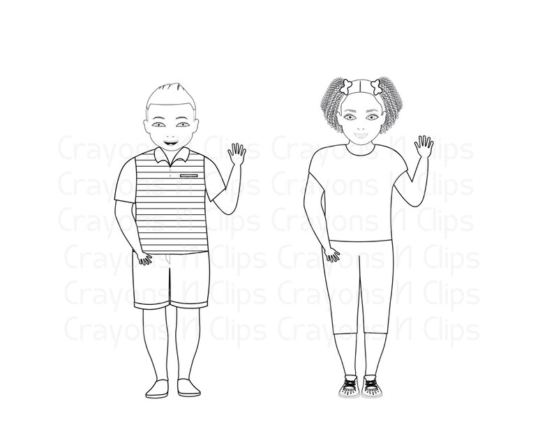Diverse Kids Clipart, Smiling and Waving Clipart, Happy Multicultural ...