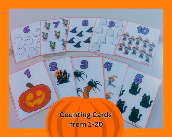 Halloween Counting Cards , Counting Cards 1-20 , Counting With ...