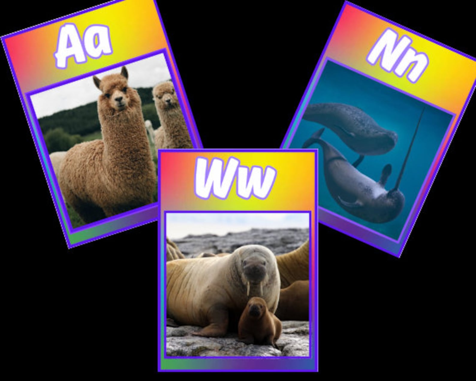 ABC Animal Flashcards, Alphabet-animal Flashcards, A-Z Animal Matching ...