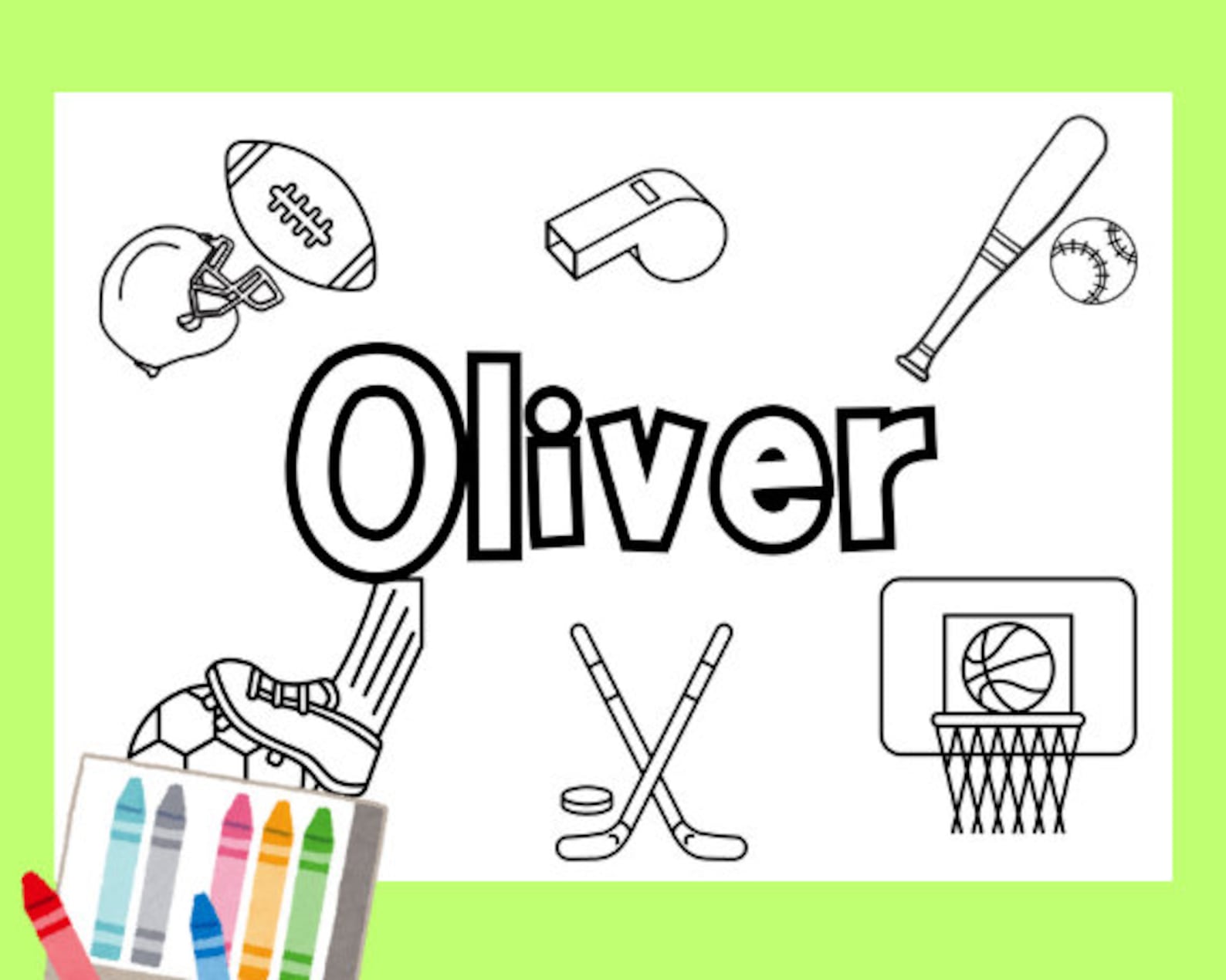 Custom Sports Themed Name Coloring Sheet, Personalized Name Coloring ...