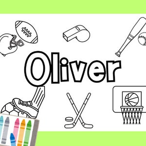 Custom Sports Themed Name Coloring Sheet, Personalized Name Coloring ...