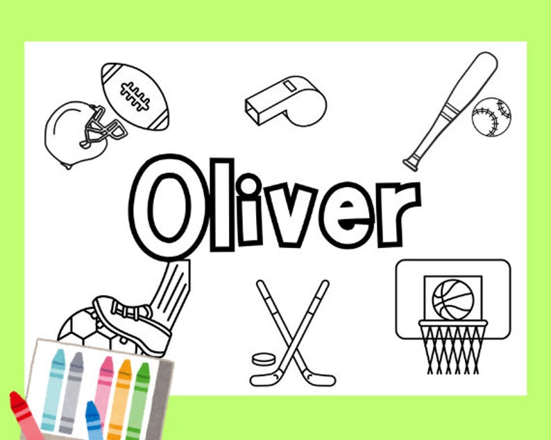 Custom Sports Themed Name Coloring Sheet, Personalized Name Coloring ...