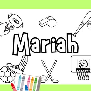 Custom Sports Themed Name Coloring Sheet, Personalized Name Coloring ...