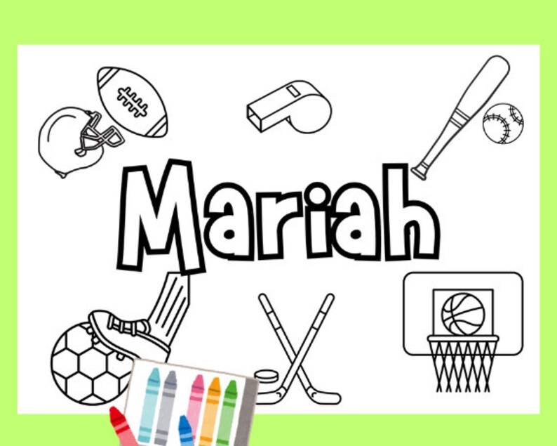 Custom Sports Themed Name Coloring Sheet, Personalized Name Coloring ...