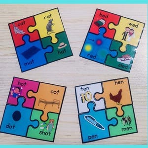 Rhyming Word Puzzles, Rhyming Flashcards, Rhyme Matching, Educational ...