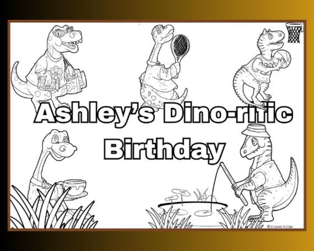 Dinosaur Birthday Name Coloring Sheet, Personalized Name Coloring Page ...
