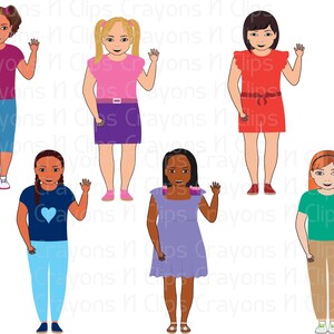 Diverse Kids Clipart, Smiling and Waving Clipart, Happy Multicultural ...