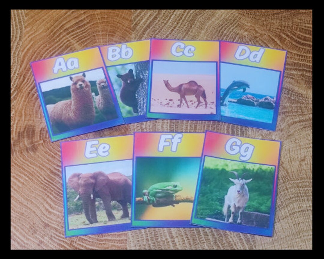 ABC Animal Flashcards, Alphabet-animal Flashcards, A-Z Animal Matching ...