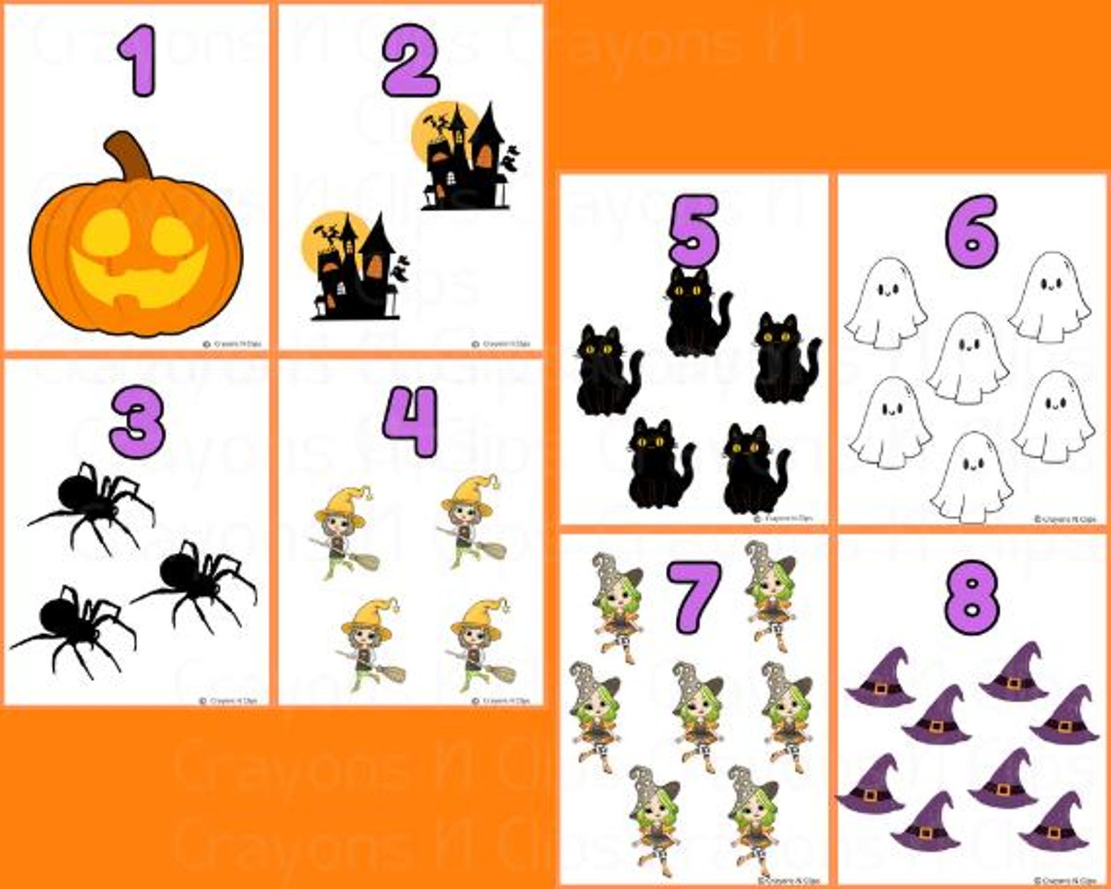 Halloween Counting Cards , Counting Cards 1-20 , Counting With ...