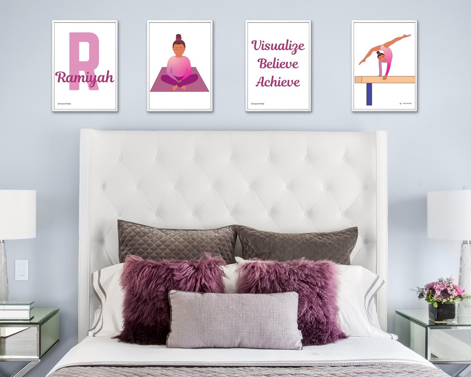 Meditating Gymnast Wall Art, Gymnastics Gifts, Little Girls Room Decor ...