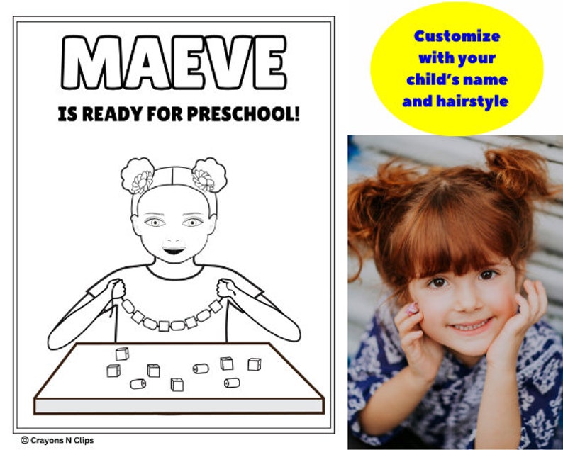 Customized Preschool Coloring Book, Printable Back to School Coloring ...