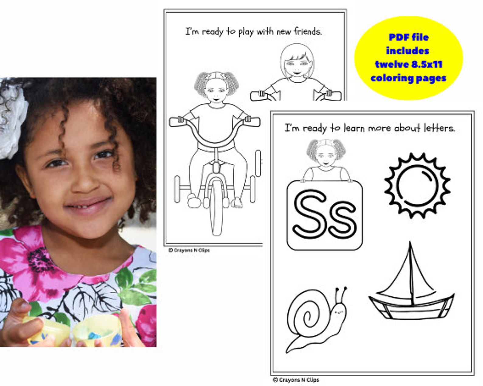 Customized Preschool Coloring Book, Printable Back to School Coloring ...