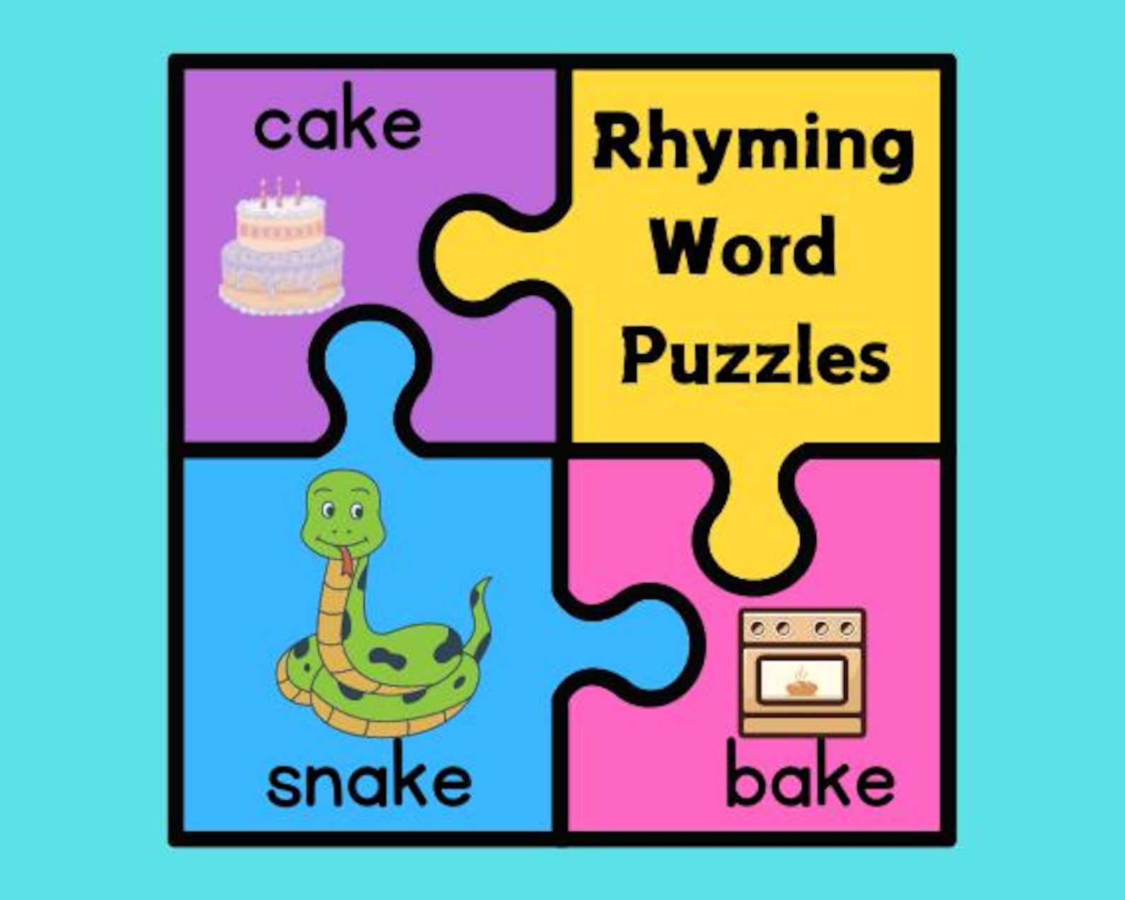 Rhyming Word Puzzles, Rhyming Flashcards, Rhyme Matching, Educational ...