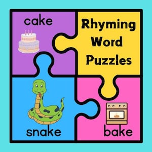 Rhyming Word Puzzles, Rhyming Flashcards, Rhyme Matching, Educational ...