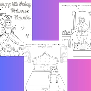 Customized Birthday Princess Coloring Book, Personalized Princess ...