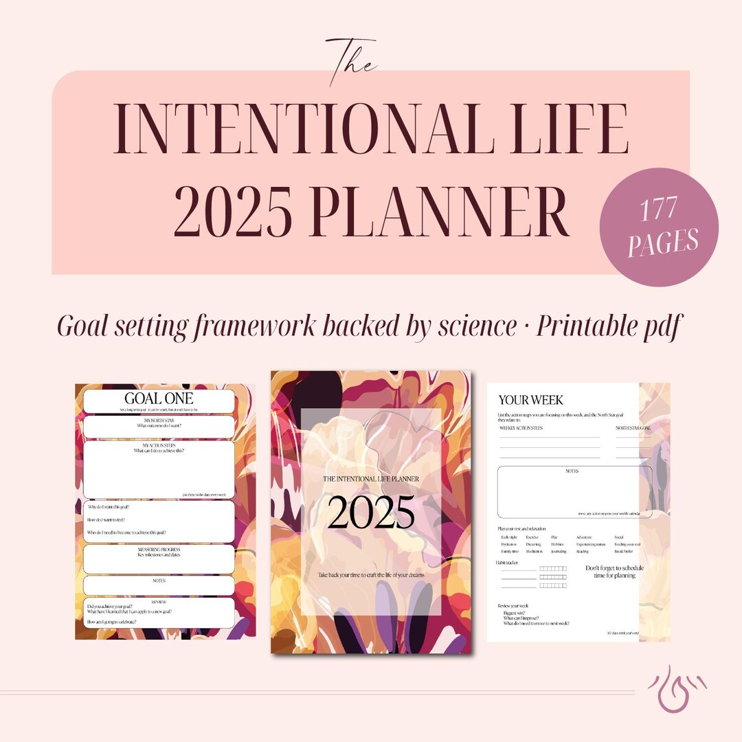 2025 Intentional Life Planner, 2025 Diary, Printable Diary, Goals Diary ...
