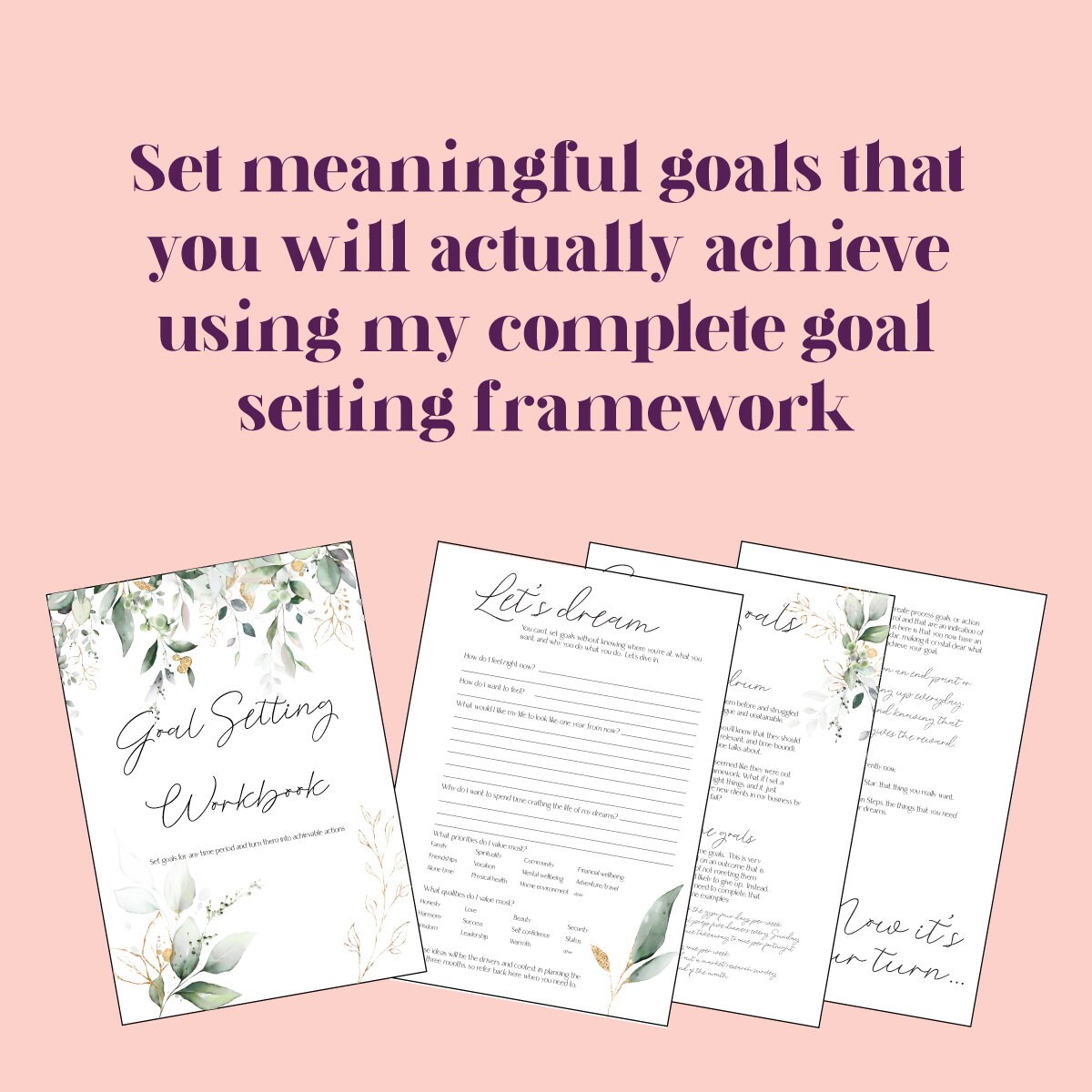 Goal Setting Workbook, New Years Resolutions Diary, Setting Goals for ...