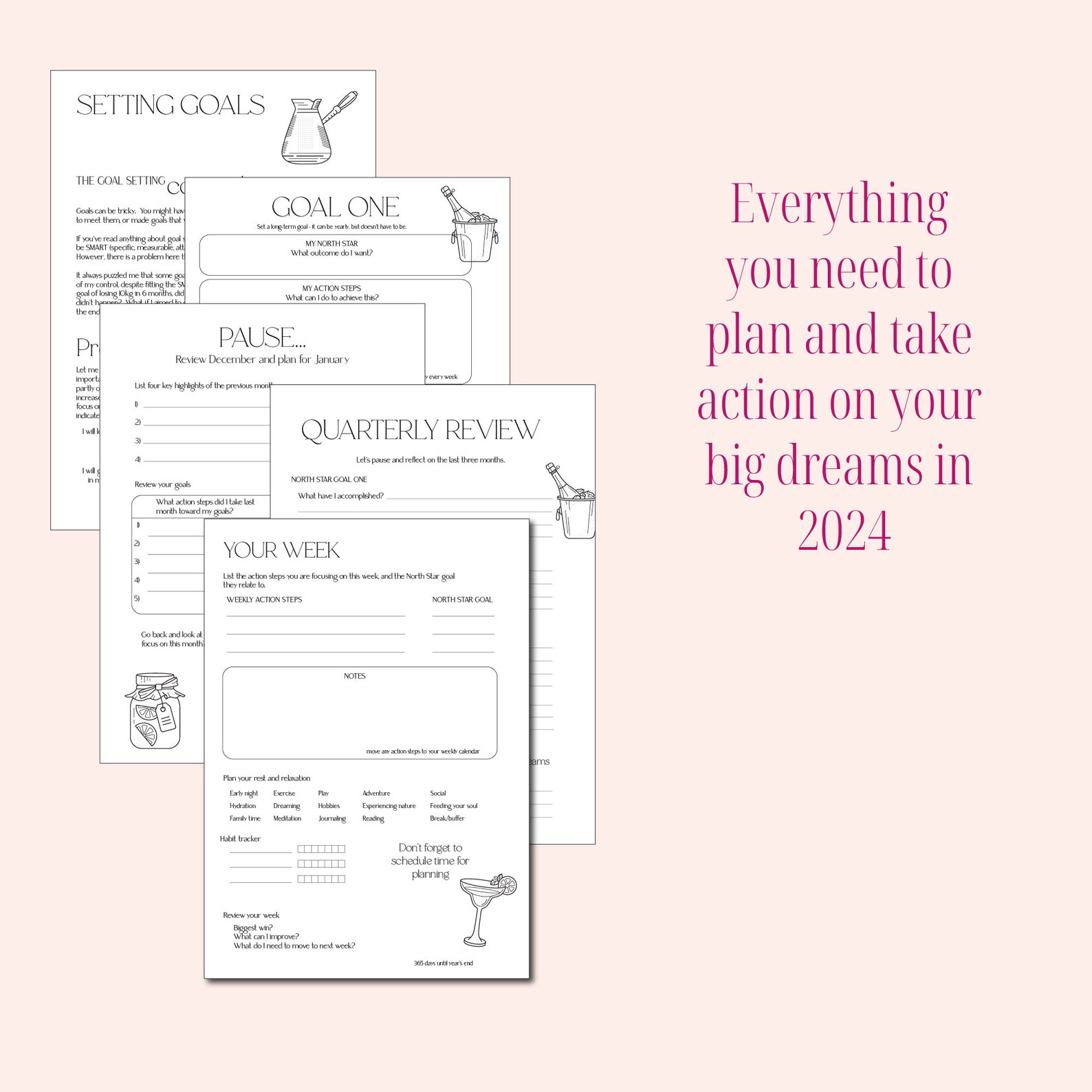 Fun 2024 Planner, 2024 Diary, 2024 Printable Planner, Printable Diary ...