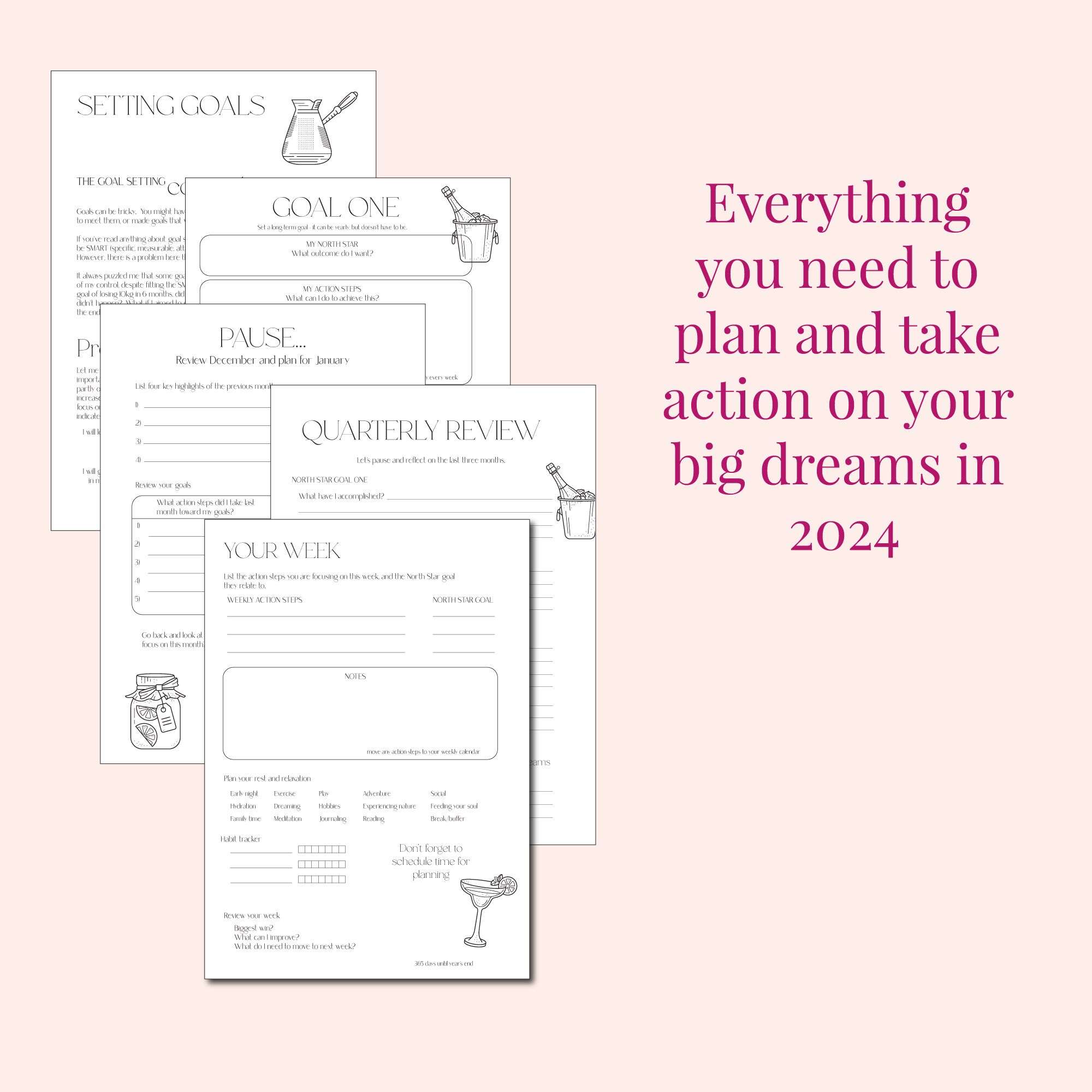 Fun 2024 Planner, 2024 Diary, 2024 Printable Planner, Printable Diary ...