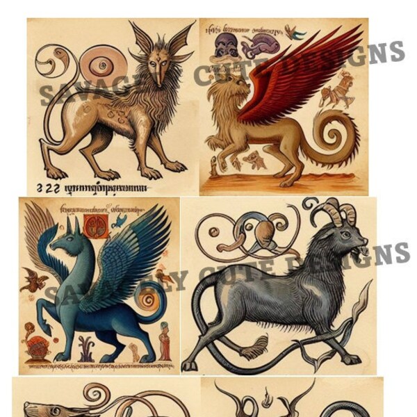Digital Medieval Pages With Maidens, Coats of Arms, Gothic Script ...