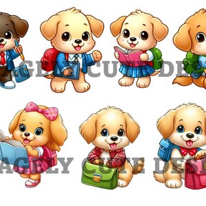 13 Back to School Puppies Clip Art Images - Great for POD (print on ...